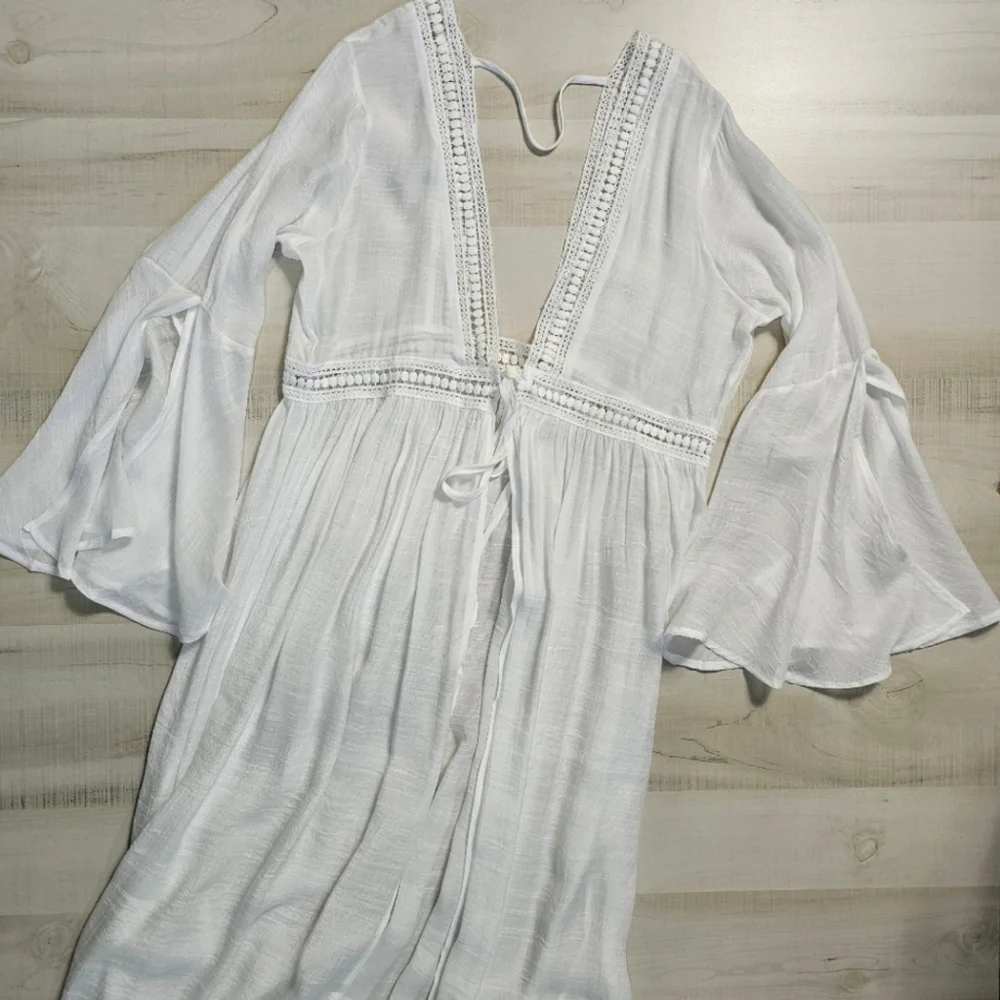 Boutique | Dresses | New Dreamy Boho Lace Maxi Duster Kimono Dress ...